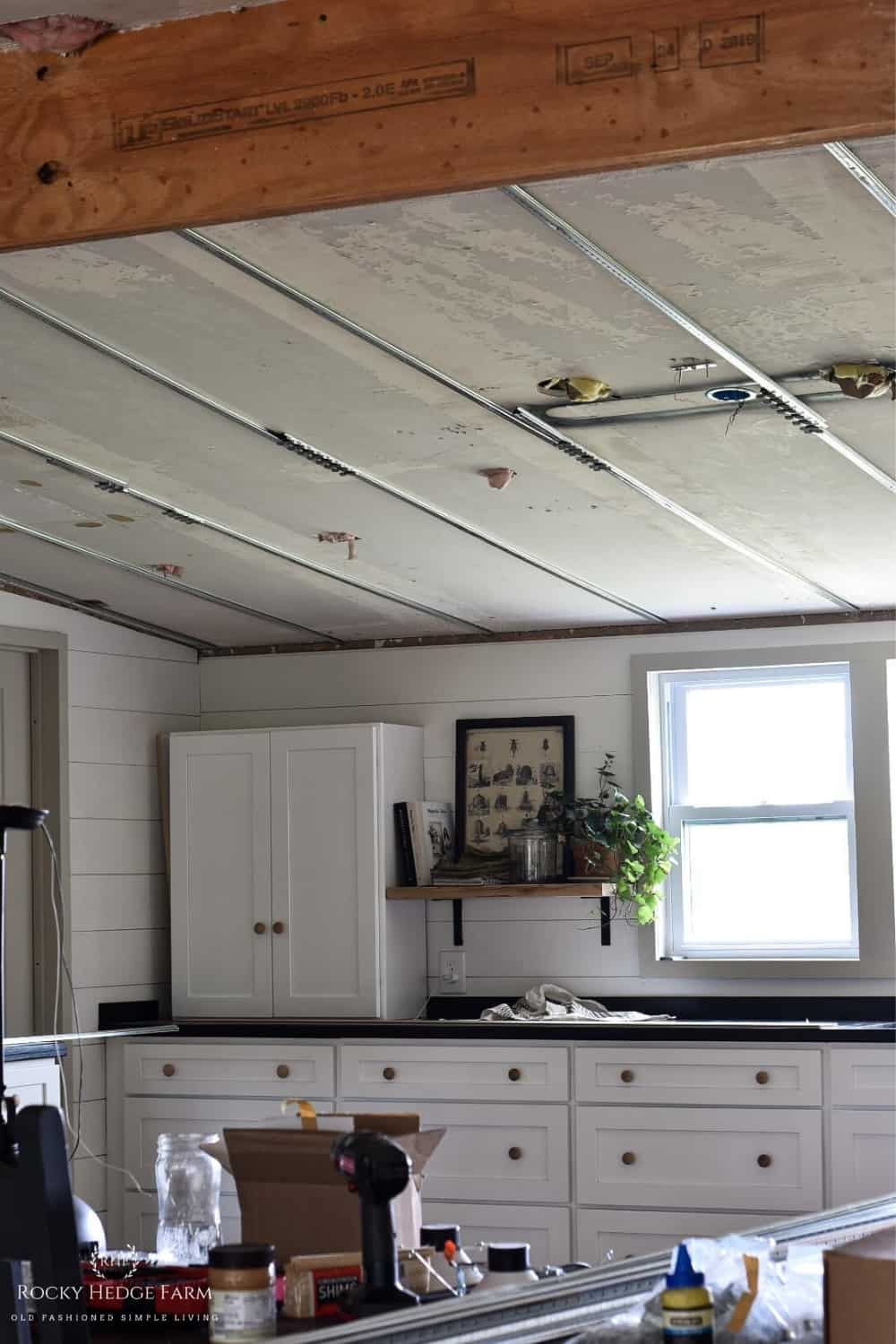 How to Cover a Popcorn Ceiling Without Removing It - Rocky Hedge Farm
